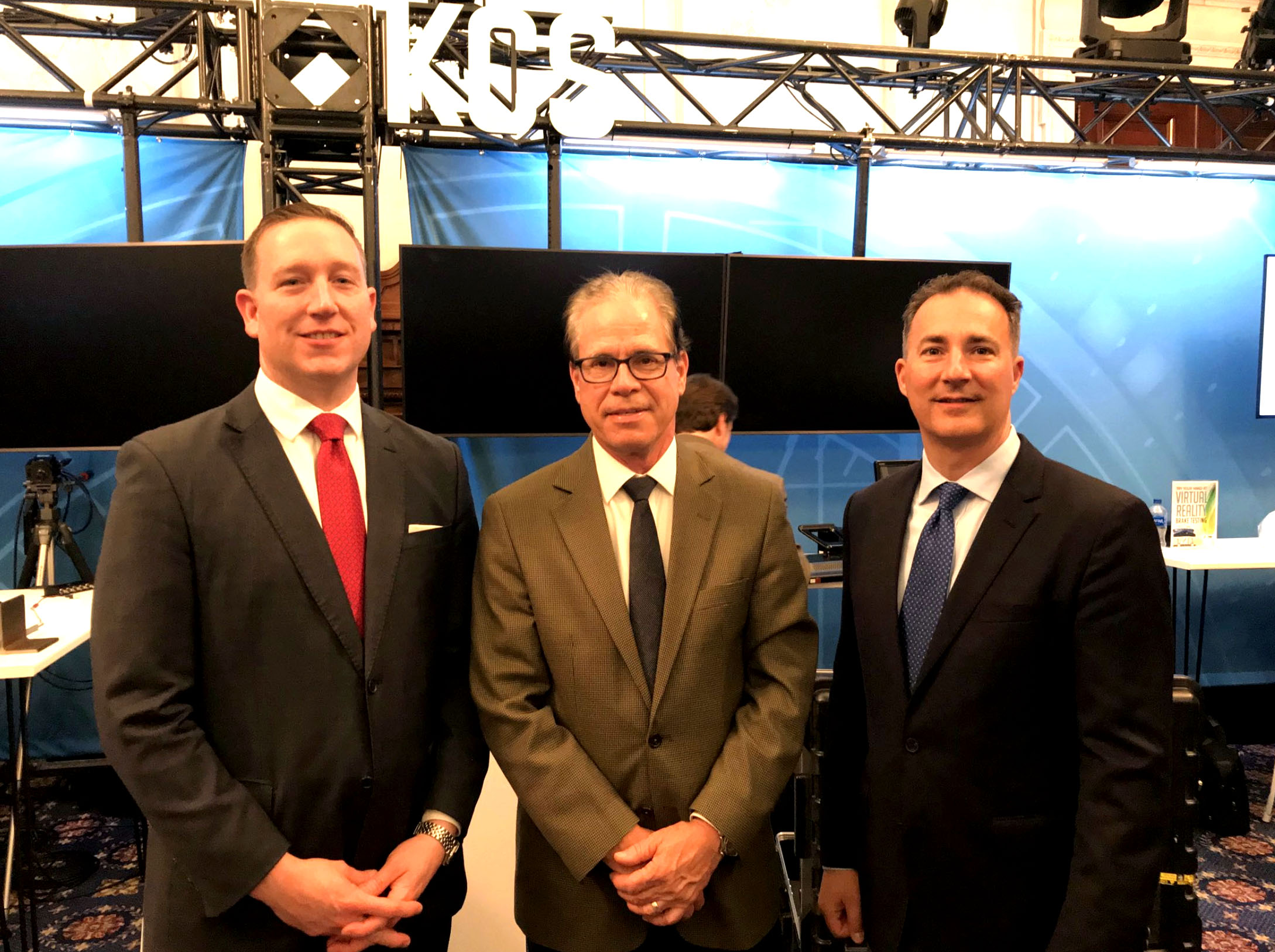 Indiana Senator Mike Braun⁩ chats with the Indy Chamber’s Mark Fisher ...